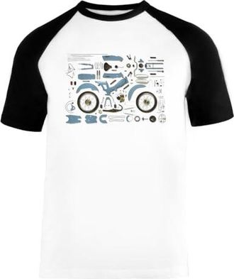 Vendax Motobecane 881m Unisex Baseball T-Shirt Manches Courtes Homme Femme Blanc Noir