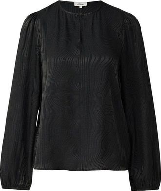 s.Oliver Langarmbluse Bluse Flie&szlig;ende Jacquardbluse mit Raffung