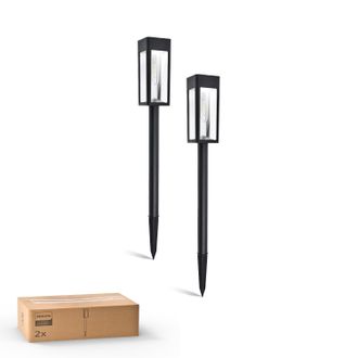 Philips 2 St&uuml;ck Solarlampen f&uuml;r Au&szlig;en Garten, 3000K Warmwei&szlig; Solar Gartenleuchten, Wasserdicht Au&szlig;enbeleuchtung Wegeleuchte Deko f&uuml;r Hof, Weg, Terrasse, Rasen