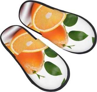 Generic Antid&eacute;rapant Pantoufles en Feutre Impression orange Chausson Maison Confortable Chaussons en Peluche pour Homme Femme Int&eacute;rieur M