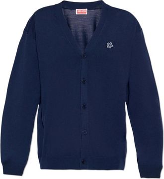 Kenzo Homme, Pulls, Bleu, Taille: S Cardigan en laine avec application