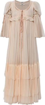 Chlo&eacute; Robe en soie avec empi&egrave;cements en dentelle - Femme - Robes - Rose - Taille: 36 FR