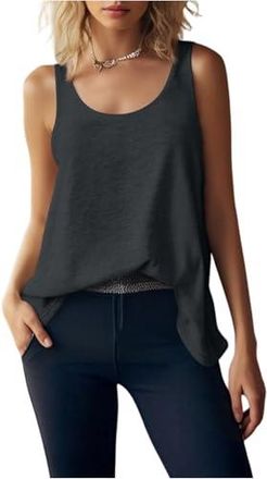 Generic Debardeur Femme Chic et &eacute;l&eacute;gant Chemisier sans Manche D&eacute;bardeur Blanc Court Crop Top Ete Haut Chic et Elegant Fluide Ample Caraco Vetement Femme Tee S