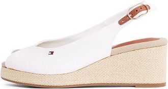 Tommy Hilfiger Espadrilles Compensées Femme Flag Mid Slingback Bride Réglable, Blanc (Ecru), 37