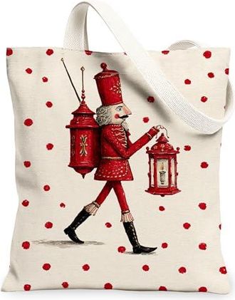 Generic Sacs fourre-tout en toile motif casse-noisette vintage, sacs de courses r&eacute;utilisables, l&eacute;gers et lavables avec bandouli&egrave;re pour salle de sport, voyage