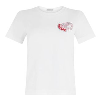 Moncler Baumwoll-T-Shirt mit Print - - Tops - Damen - Wei&szlig; - XS