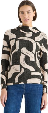 Cecil Gemustertes Melange Shirt raw Khaki Melange XXL