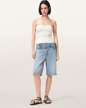 AllSaints Aki - Short crois&eacute; - Bleu clair us&eacute;
