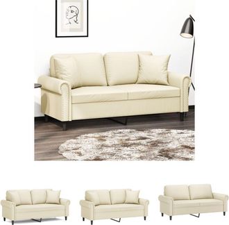 vidaXL The Living Store - 2-Sitzer-Sofa mit Zierkissen Creme 140 cm Kunstleder - Sofas - Creme