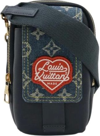 Louis Vuitton Pre-owned LV Squared Monogram Denim Double Phone Pouch - Femme - Pre-owned - Bleu - Taille: ONE Size