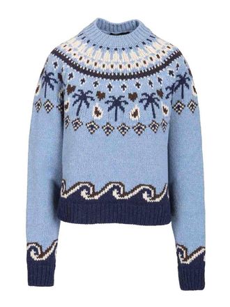 Alanui Pull Col Rond - Bleu Clair