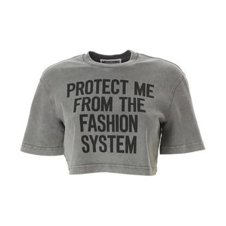 Moschino Protect Cropped T-shirt - - Tops - Damen - Grau - M