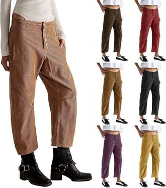 Generic Pantalon en velours côtelé stretch pour femme - Pantalon de loisirs pour femme - Pantalon de jogging en coton - Pantalon dhiver décontracté - Pantalon