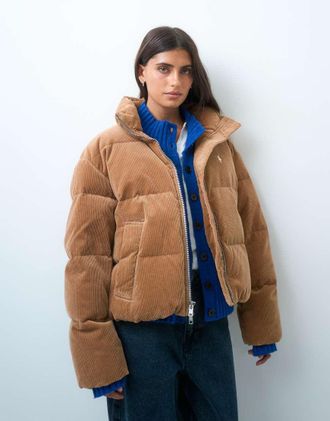 Polo Ralph Lauren Doudoune en velours c&ocirc;tel&eacute; &agrave; logo embl&eacute;matique - Fauve-Marron