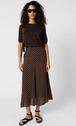 Gerard Darel Jupe midi &agrave; pois - JIHAN - Marron