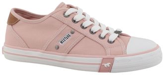 Mustang Jeans Sneaker MUSTANG SHOES Winona, Damen, Gr. 39, ros&eacute;, Baumwolle, Schuhe Sneaker, Freizeitschuh, Halbschuh, Schn&uuml;rschuh mit seitlichem Logoschriftzug