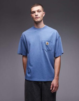 Carhartt Work in Progress Hudson - T-Shirt in Blau mit Tasche