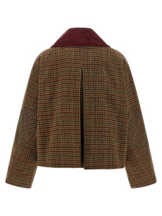 Ganni Check Twill Jacket - Brown