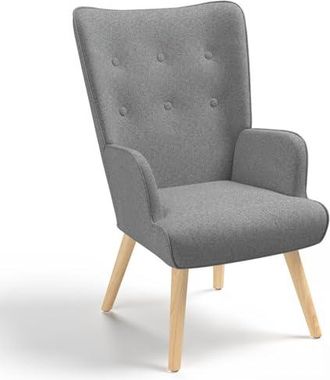 IDMarket Fauteuil scandinave Ivar en Tissu Gris Clair