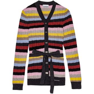 Ganni Multicolor Cardigan mit silberfarbenen Kn&ouml;pfen - - Knitwear - Damen - Mehrfarbig - M
