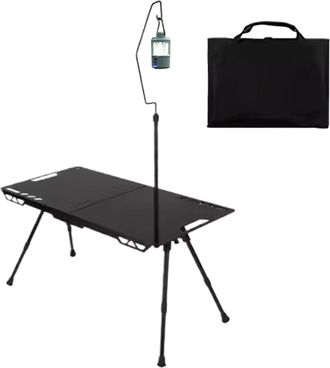 Generico Klapptisch f&uuml;r Camping, Klapptisch zum Essen, Campingtisch mit Lichtst&auml;nder und Verstellbarer H&ouml;he, f&uuml;r Reisen, Garten, Picknick, Grill, Terrasse, Woh