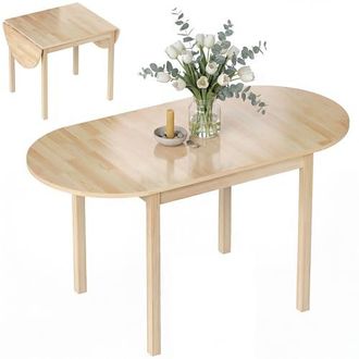 HOMCOM Esstisch aus Holz Klappbar K&uuml;chentisch f&uuml;r 6 Personen mit Drop-Leaf-Design Oval Klapptisch Esszimmertisch f&uuml;r Kleine R&auml;ume, Esszimmer, K&uuml;che 140 x 70 