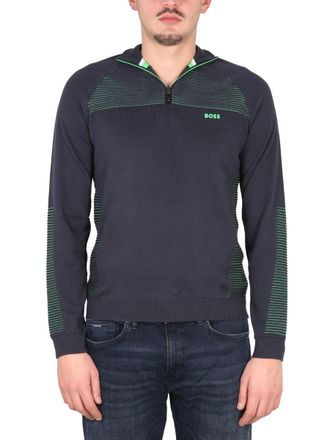 HUGO BOSS Cotton Turtleneck Sweater - Blue