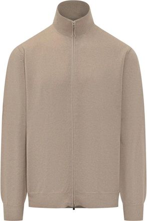 FILIPPO DE LAURENTIIS Homme, Pulls, Beige, Taille: 3XL Gilet Zipp&eacute; &agrave; Col Montant