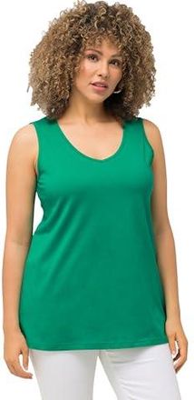 Ulla Popken Femme Grandes Tailles Top V, Coupe ajustée, Fentes émeraude 54+ 724584457-54+
