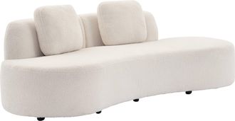 Sweeek 3 Sitzer-Sofa, mit organischer Komma-Form und Boucl&eacute;-Bezug - WAVE B 232 x T 97 x H 68cm