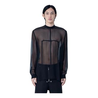 Rick Owens Sheer Panel Shirt - - Tops - Herren - Schwarzk - L