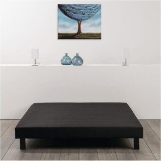 Les Tendances Les Tendances - Sommier tapissier a lattes 160 x 200 - Bois massif noir + pieds - finlandek Rakenne