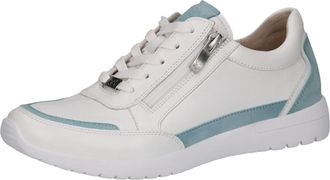 Caprice Damen Sneaker flach aus Leder mit Reißverschluss, Blau (White/Lt.Blue), 39 EU