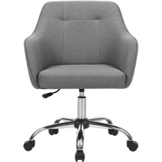Songmics Chaise de Bureau, Fauteuil dAppoint pour le Bureau &agrave; Domicile, en Tissu Coton-Lin, Hauteur R&eacute;glable, Gris Tourterelle