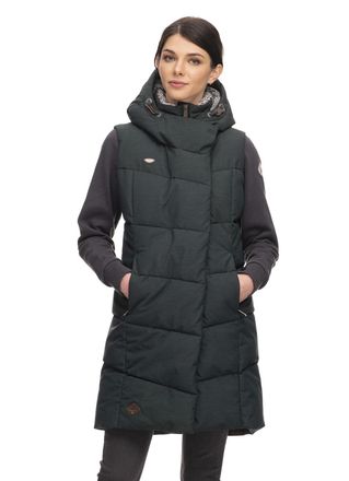 Ragwear PAVLA VEST Damen Frauen Weste,Stepp-Weste lang, Weste lang,&auml;rmellos,Kapuze,Gr&uuml;n,S