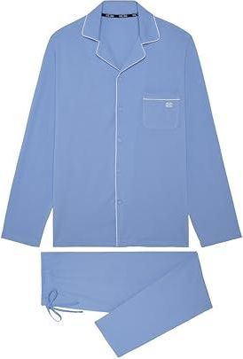 HOM Pyjama Long Rafael Pajama Set, Bleu Clair passepoils Blanc, 2XL Mens