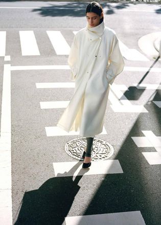 Mango Trench oversize col chemin&eacute;e et ceinture &eacute;cru - Femme - S - MANGO