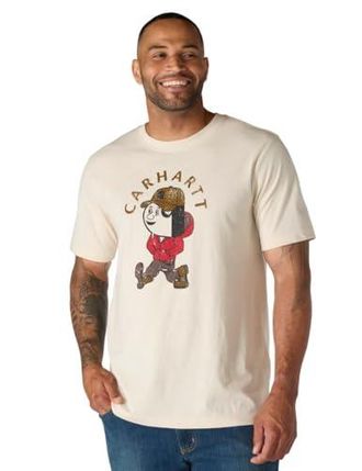 Carhartt Work in Progress T-shirt Active Jac Graphic &agrave; manches courtes l&eacute;ger pour homme, coupe d&eacute;contract&eacute;e, Lait davoine, Taille M