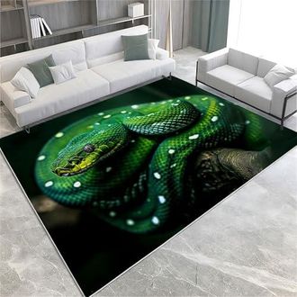 Generic &Eacute;meraude Tapis 3D Serpent Animal Tapis Lavable &Agrave; Poils Courts Ultra Doux avec Dos Antid&eacute;rapant 80 x 150 cm pour Salon Chambre Cuisine Bureau & Salle &Agrave;