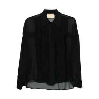 Momoni Femme, Blouses et Chemises, Noir, Taille: 36 FR Camicia abbottonata Lucia
