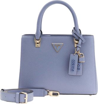 Guess Handtasche Umh&auml;ngetasche Noelle II Multi Compartment Satchel Grey Blue blaugrau