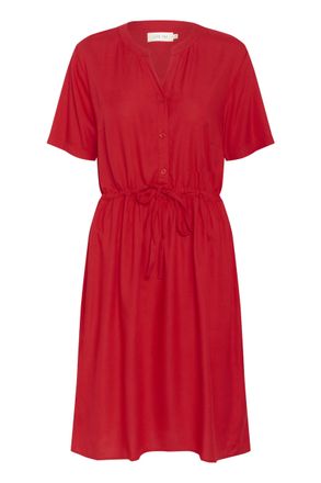 Cream Damen Womens Dress V-Notch Neck Drawstring Waist Regular Fit Short Sleeves Kleid, Rot (High Risk Red), 40