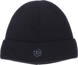 Bugatti Herren Mütze - Einfarbige Strickmütze in Wollmischung mit Logo - One Size Denim