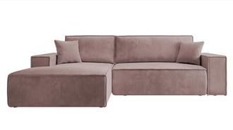 Selsey FARESE New - Canapé dangle - 267 cm - en L avec Coffre de Rangement canapé Gauche en Velours côtelé Rose