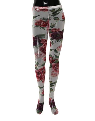 Dolce & Gabbana Womens White Nylon Floral Print Tights Stockings Socks Clothing