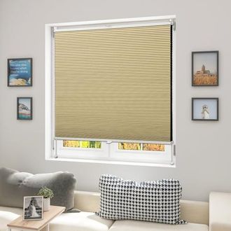 Woltu Store Plissé Nid dabeille sans Perçage avec Klemmfix Double, Store Occultant Thermique 70x120 cm, 100% Opaque, Protection Solaire & Insonorisant pour 