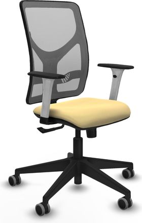 Piqueras y Crespo Armlehnenstuhl, h&ouml;henverstellbare Lendenwirbelst&uuml;tze, ausgestattet mit 3 Positionen und Schneideschaum. Mit Rollen von 65 mm Parkett. Grau/Cremefarben