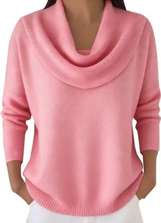 Generic Pull uni imprim&eacute; amusant pour femme - &Eacute;l&eacute;gant et d&eacute;contract&eacute; - Col b&eacute;nitier - Cadeau de No&euml;l, rose, S