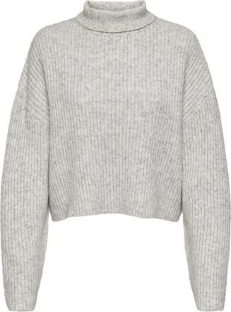 Only Damen Strickpullover ONLMELANIE L/S Rollneck Pullover KNT 15321177,Light Grey Melange,XL