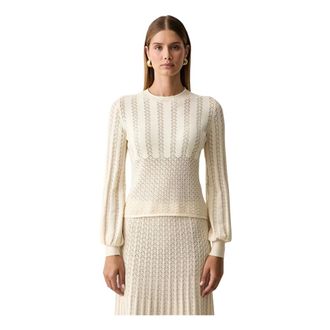 Twinset Femme, Pulls, Beige, Taille: 38 FR Maille Ronde ajour&eacute;e
